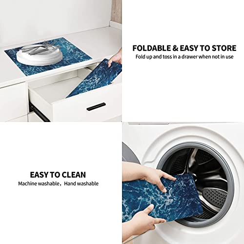 sea seen from the top Printed Drying Mat For Kitchen Ultra Absorbent Microfiber Dishes Drainer Mats Non-Slip Silicone Quick Dry Pad - 18 X 16inch