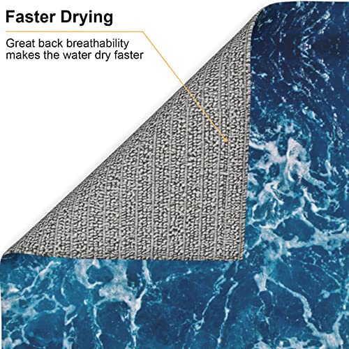 sea seen from the top Printed Drying Mat For Kitchen Ultra Absorbent Microfiber Dishes Drainer Mats Non-Slip Silicone Quick Dry Pad - 18 X 16inch