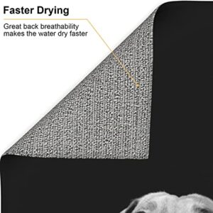 Funny Dog Printed Drying Mat For Kitchen Ultra Absorbent Microfiber Dishes Drainer Mats Non-Slip Silicone Quick Dry Pad - 18 X 16inch