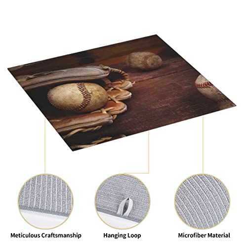 Retro Baseball Printed Drying Mat For Kitchen Ultra Absorbent Microfiber Dishes Drainer Mats Non-Slip Silicone Quick Dry Pad - 18 X 16inch