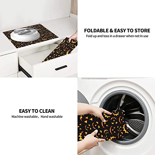 Happy Halloween Printed Drying Mat For Kitchen Ultra Absorbent Microfiber Dishes Drainer Mats Non-Slip Silicone Quick Dry Pad - 18 X 16inch