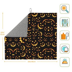 Happy Halloween Printed Drying Mat For Kitchen Ultra Absorbent Microfiber Dishes Drainer Mats Non-Slip Silicone Quick Dry Pad - 18 X 16inch