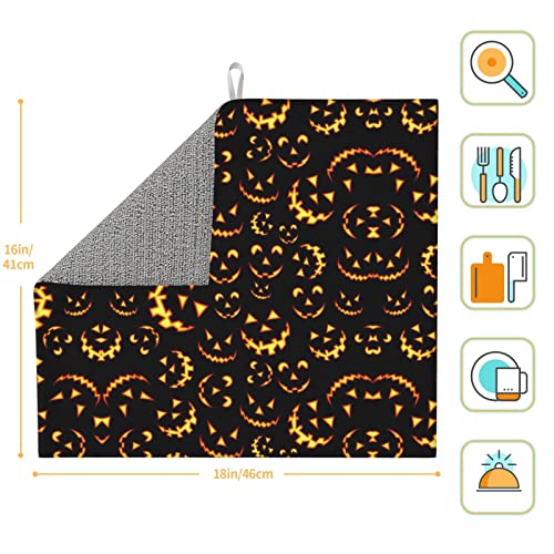 Happy Halloween Printed Drying Mat For Kitchen Ultra Absorbent Microfiber Dishes Drainer Mats Non-Slip Silicone Quick Dry Pad - 18 X 16inch