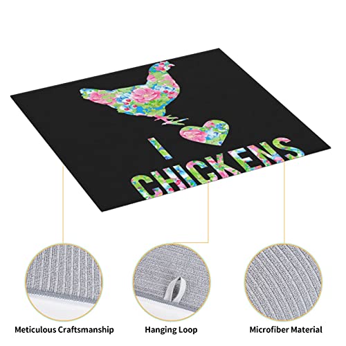 Flower heart chicken Printed Drying Mat For Kitchen Ultra Absorbent Microfiber Dishes Drainer Mats Non-Slip Silicone Quick Dry Pad - 18 X 16inch