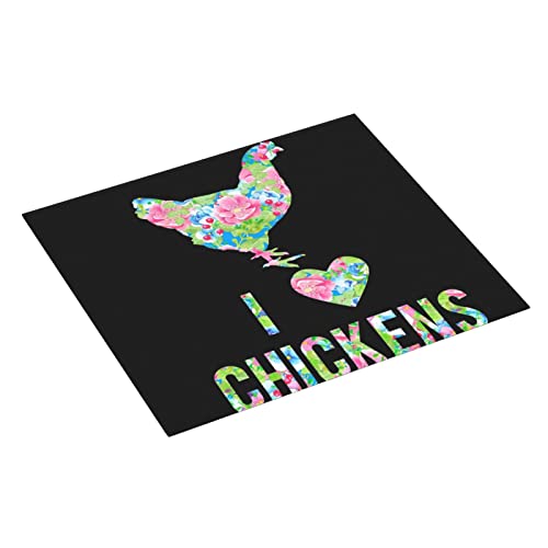 Flower heart chicken Printed Drying Mat For Kitchen Ultra Absorbent Microfiber Dishes Drainer Mats Non-Slip Silicone Quick Dry Pad - 18 X 16inch