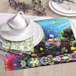 Marine Life Printed Drying Mat For Kitchen Ultra Absorbent Microfiber Dishes Drainer Mats Non-Slip Silicone Quick Dry Pad - 18 X 16inch