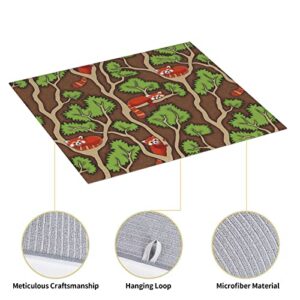 Forest Red Alkane bear Printed Drying Mat For Kitchen Ultra Absorbent Microfiber Dishes Drainer Mats Non-Slip Silicone Quick Dry Pad - 18 X 16inch