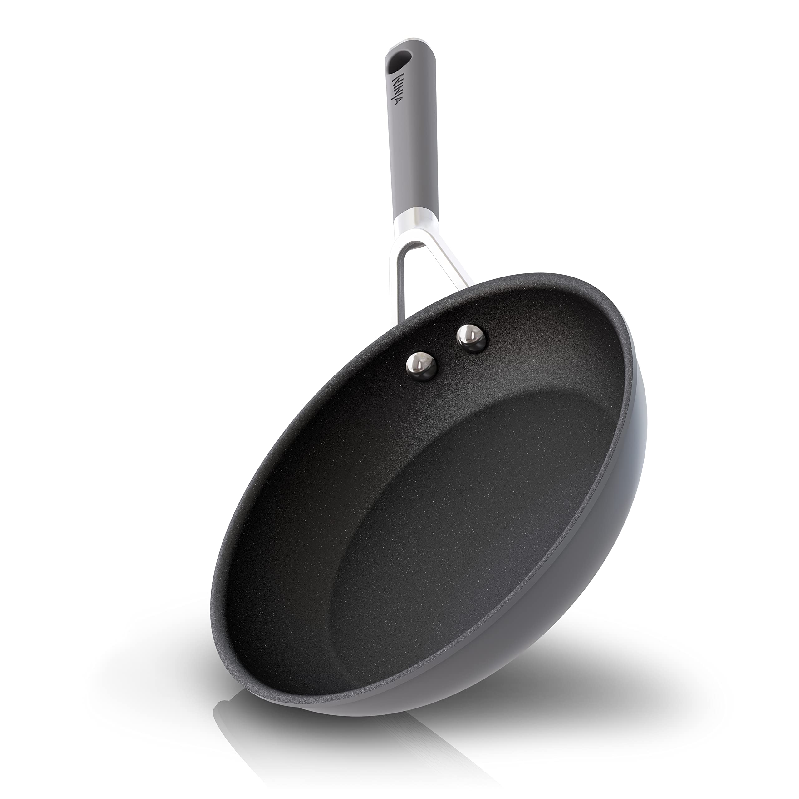 Ninja CW60020 NeverStick Comfort Grip 8" Fry Pan, Nonstick, Durable, Scratch Resistant, Dishwasher Safe, Oven Safe to 400°F, Silicone Handles, Grey