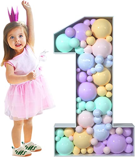 imprsv 3FT Mosaic Numbers for Balloons, Balloon Mosaic Number Frame, Marquee Number 1, One Balloon for First Birthday, 1st Birthday Decorations, First Anniversary Decor, Large Cardboard Numbers