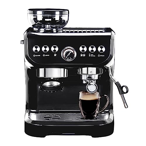 MIROX Barista Espresso Coffee Maker Machine With Grinder Electric For Home Use, Coffee Maker Cappuccino Machine With Milk Frother Latte Macchiato Cuppuccino Machine 2000ML Water Tank, 1450w