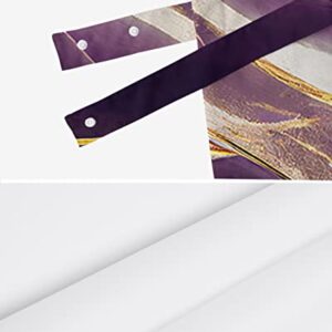 Sabolny Marble Purple Tie Up Valance Curtain for Kitchen Living Room Bedroom Bathroom Cafe, Rod Pocket Small Short Window Drape Panel Adjustable Drapary Print, Abstract Gold White Modern Art 54"x18"