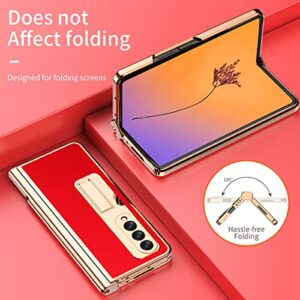 EAXER for Samsung Galaxy Z Fold 3 5G Case, Full Coverage Shockproof Hinge Case Built-in Screen Protector Stand PC Cover with Stylus Pen (Red)