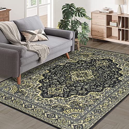 WESTLOOM 8x10 Indoor Living Room Bedroom Large Area Rug Medallion Collection Area Rug Non-Shedding Oriental Traditional Area Rug, Grey