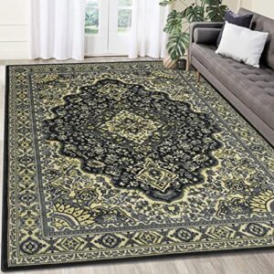 WESTLOOM 8x10 Indoor Living Room Bedroom Large Area Rug Medallion Collection Area Rug Non-Shedding Oriental Traditional Area Rug, Grey