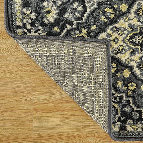 WESTLOOM 8x10 Indoor Living Room Bedroom Large Area Rug Medallion Collection Area Rug Non-Shedding Oriental Traditional Area Rug, Grey