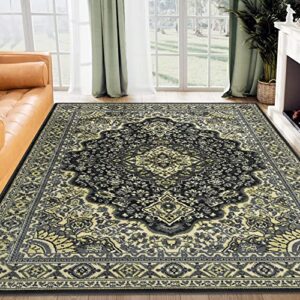 WESTLOOM 8x10 Indoor Living Room Bedroom Large Area Rug Medallion Collection Area Rug Non-Shedding Oriental Traditional Area Rug, Grey