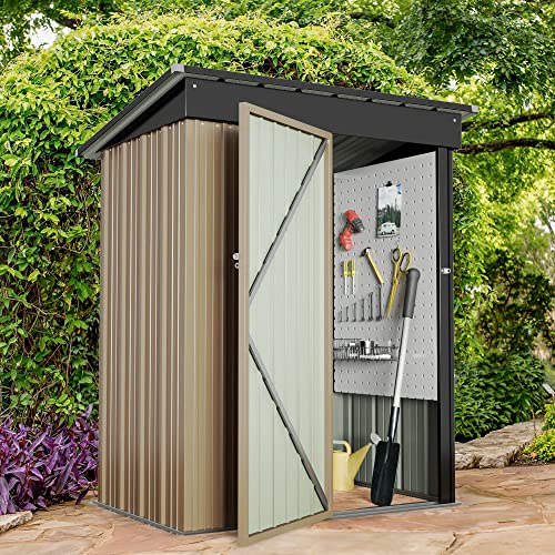 Homall Outdoor Storage Shed, Metal Garden Sheds & Outdoor Storage House with Single Lockable Door for Backyard Garden Patio Lawn (5 x 3 FT)