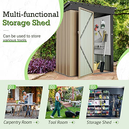 Homall Outdoor Storage Shed, Metal Garden Sheds & Outdoor Storage House with Single Lockable Door for Backyard Garden Patio Lawn (5 x 3 FT)