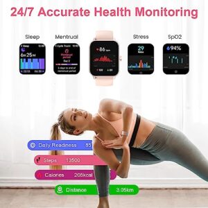 Fitness Smart Watch with Alexa for Women Men, 24/7 Heart Rate, Blood Oxygen, Stress and Sleep Tracker,100 Sports Modes, 5ATM Waterproof Activity Trackers and Smart Watches with Step Tracker, Pedometer