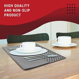 Foldable Drying Mat for Kitchen Counter 16x24, Silicone Heat Resistant Mat, Trifold Dish Mat Drying Kitchen Mat