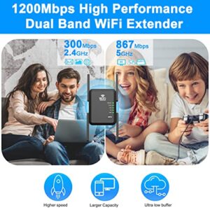 2023 New Upgrade WiFi Extender Booster Repeater, Up to 8000sq.ft and 45+ Devices, 2.4&5GHz Dual Band Wireless Internet Repeater and Signal Amplifier for Home & Outdoor, Supports Ethernet Port