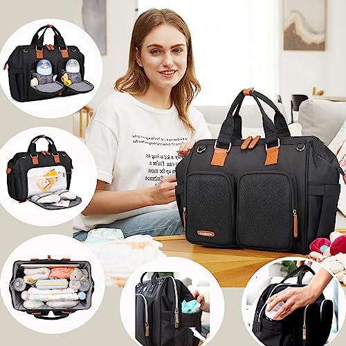 Pomelo Best Diaper Bag Tote Nappy Changing Bags Unisex Baby Bags for Boys Girls Multifunction Waterproof Travel Diaper Bag Organizer with Diaper Pouch, Changing Pad and Stroller Straps