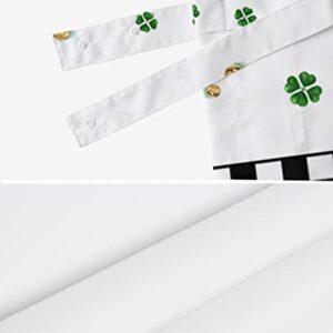 Tie-Up Valance Curtains for Window - St. Patrick's Day Cute Gnome Elves Shamrock Clover Gold Coin Black White Plaid Kitchen Valance - Light Filtering Valance Short Curtains with Adjustable Tie 54x18In