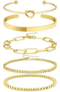 aozel gold bracelets for women jewelry gold bangle cuff bracelets trendy gold beaded chain bracelets set for women…