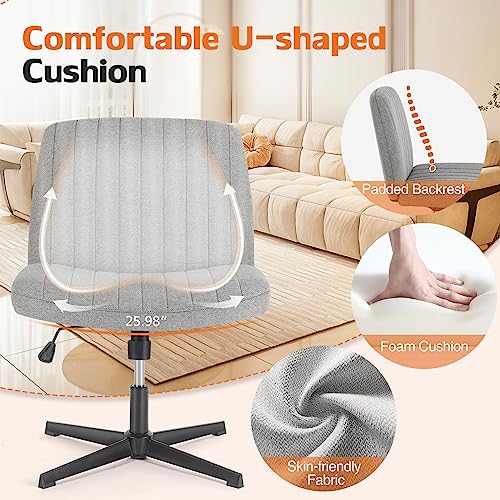 Sweetcrispy Office Chair No Wheels - Armless Desk Chair No Wheels Cross Legged Office Chair Wide Swivel Home Office Desk Chairs