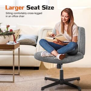 Sweetcrispy Office Chair No Wheels - Armless Desk Chair No Wheels Cross Legged Office Chair Wide Swivel Home Office Desk Chairs