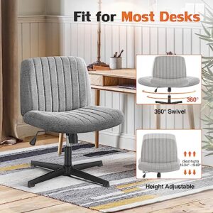 Sweetcrispy Office Chair No Wheels - Armless Desk Chair No Wheels Cross Legged Office Chair Wide Swivel Home Office Desk Chairs