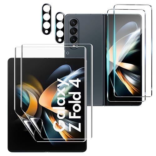 CWQZGUF [2Set 6PCS Galaxy Z Fold 4 5G Screen Protector, 2 Inner TPU Films + 2 Outer Tempered Glass + 2 Camera Lens Protecters, High Clarity, Anti-Shatter, for Samsung Galaxy Z Fold 4 5G