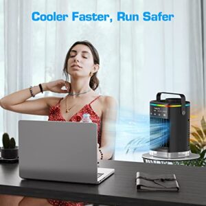 Portable Air Conditioners, Mini Air Conditioner Portable for Room, 4 Speeds Personal Air Conditioner, Small Portable Evaporative Air Cooler Misting Fan with Timer for Bedroom Office Desk, Black