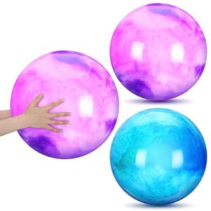 deekin 2 pcs 15 inch 18 inch marbleized bouncy balls large size ball inflatable rubber playground sensory balls bouncy toys balls for kid adults pet outdoor school water (blue and purple, 18 inches)