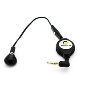 Headphone Retractable Mono Earphone Compatible with Amazon Fire 7 Kids Edition (2019 Release), Kindle Fire HDX 8.9 (2013 Release) - 3.5mm w Mic Headset Handsfree Earbud Earpiece R4J