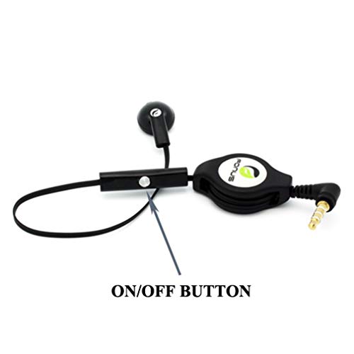 Headphone Retractable Mono Earphone Compatible with Amazon Fire 7 Kids Edition (2019 Release), Kindle Fire HDX 8.9 (2013 Release) - 3.5mm w Mic Headset Handsfree Earbud Earpiece R4J