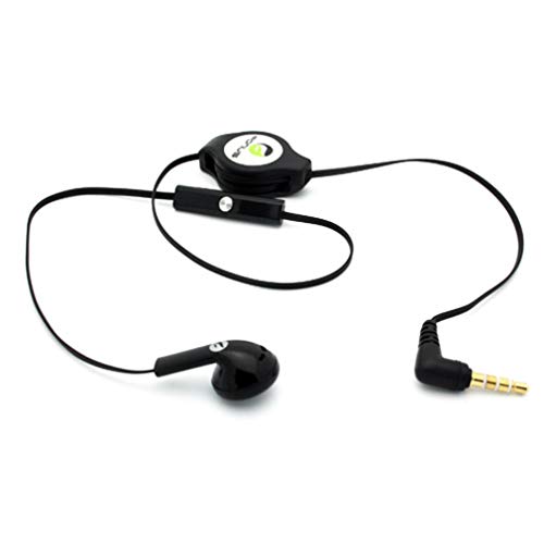 Headphone Retractable Mono Earphone Compatible with Amazon Fire 7 Kids Edition (2019 Release), Kindle Fire HDX 8.9 (2013 Release) - 3.5mm w Mic Headset Handsfree Earbud Earpiece R4J