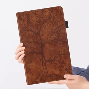 Tablet PC case Compatible with Kindle Fire 7 Tablet Case 2022 12th PU Leather Case Flip Wallet Protective Cover Tree of Life Tablet Case Card Slot Tablet PC Cover Tablet Protection (Color : Brown)