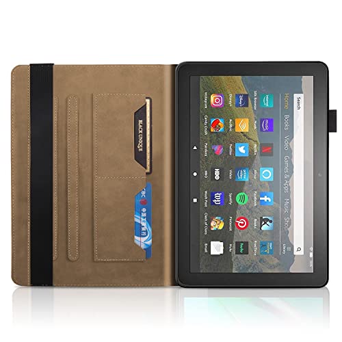 Tablet PC case Compatible with Kindle Fire 7 Tablet Case 2022 12th PU Leather Case Flip Wallet Protective Cover Tree of Life Tablet Case Card Slot Tablet PC Cover Tablet Protection (Color : Brown)