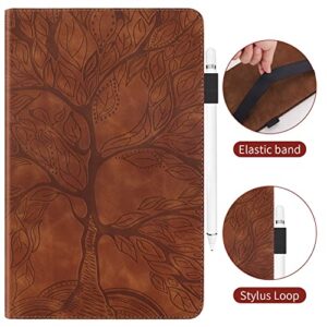 Tablet PC case Compatible with Kindle Fire 7 Tablet Case 2022 12th PU Leather Case Flip Wallet Protective Cover Tree of Life Tablet Case Card Slot Tablet PC Cover Tablet Protection (Color : Brown)