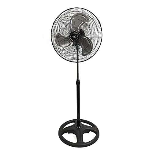 Vie Air 18 Inch Industrial Heavy Duty Pedestal Oscillating Metal Stand Fan, Black