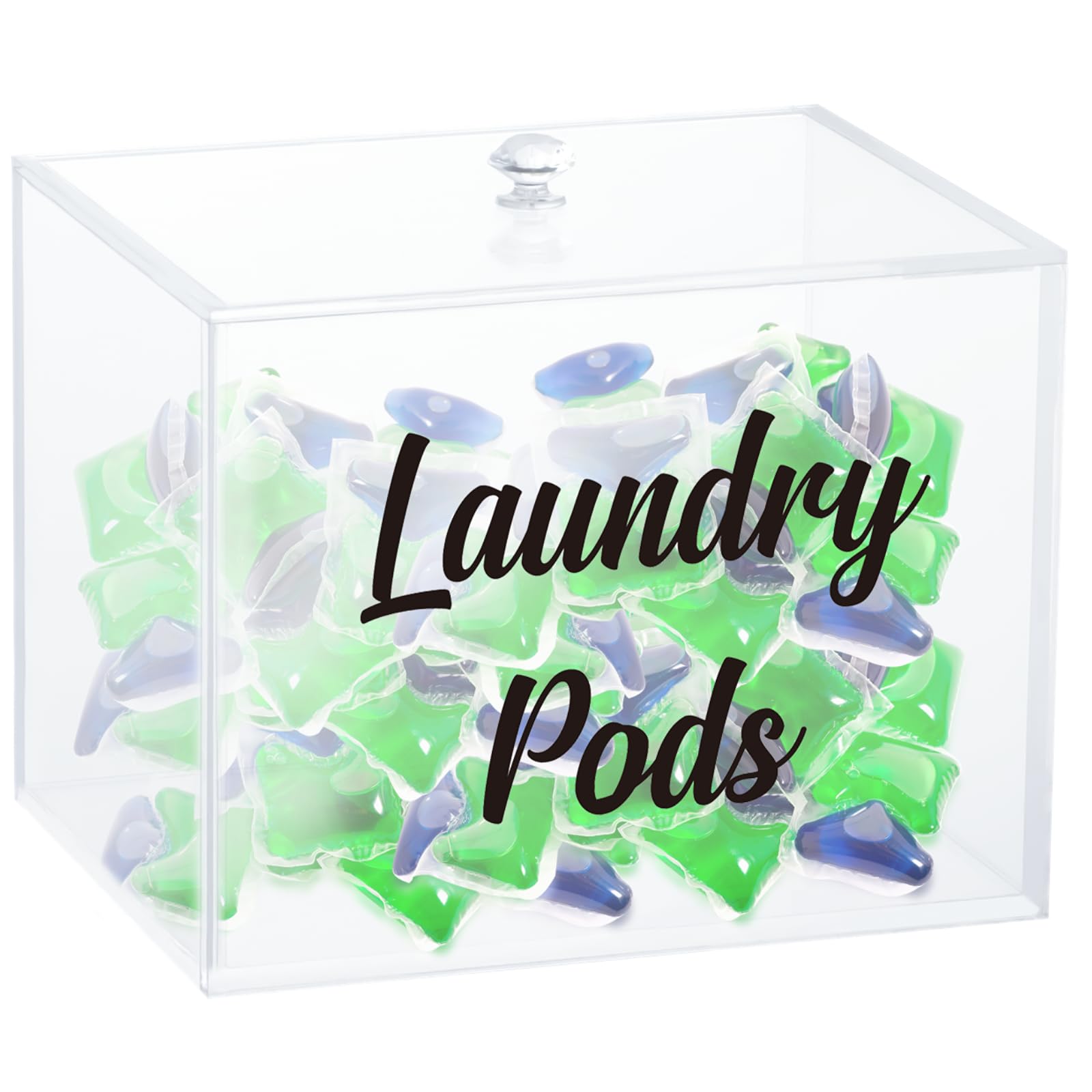 CDOKY 2.2L Laundry Pods Container with Lid, Acrylic Laundry Pods Storage, Laundry Detergent Capsules Holder, Small Container Box for Laundry Room Decor