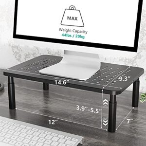 WALI Monitor Stand Riser, Adjustable Laptop Stand Riser Holder, 3 Height Adjustable Underneath Storage for Office Supplies