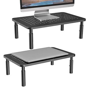 WALI Monitor Stand Riser, Adjustable Laptop Stand Riser Holder, 3 Height Adjustable Underneath Storage for Office Supplies