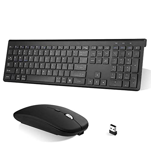 UrbanX Plug and Play Compact Rechargeable Wireless Bluetooth Full Size Keyboard and Mouse Combo for Amazon Fire 7 (2017) - Windows, macOS, iPadOS, Android, PC, Mac, Laptop, Smartphone, Tablet -Black