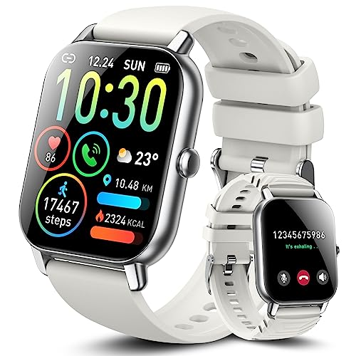 Ddidbi Smart Watch for Men Women(Answer/Make Calls), 1.85" HD Screen Fitness Watch with Sleep Heart Rate Monitor, 112 Sport Modes, IP68 Waterproof Activity Trackers Compatible with Android iOS(White)