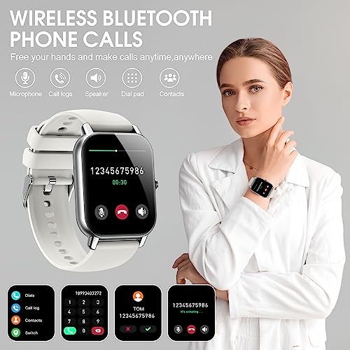 Ddidbi Smart Watch for Men Women(Answer/Make Calls), 1.85" HD Screen Fitness Watch with Sleep Heart Rate Monitor, 112 Sport Modes, IP68 Waterproof Activity Trackers Compatible with Android iOS(White)