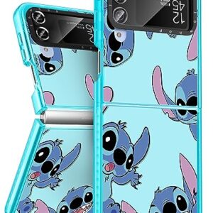 Jowhep for Z Flip 4 Case Girly Cute Cartoon Character Pattern Design for Girls Kids Boys Teens Women Cover Fun Kawaii Cool Clear Soft TPU Cases for Samsung Galaxy Z Flip 4 6.7", Black Stit