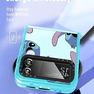 Jowhep for Z Flip 4 Case Girly Cute Cartoon Character Pattern Design for Girls Kids Boys Teens Women Cover Fun Kawaii Cool Clear Soft TPU Cases for Samsung Galaxy Z Flip 4 6.7", Black Stit