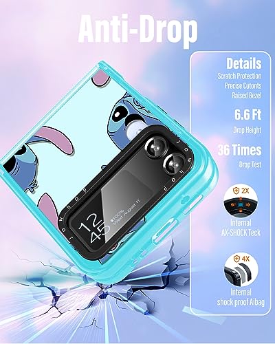 Jowhep for Z Flip 4 Case Girly Cute Cartoon Character Pattern Design for Girls Kids Boys Teens Women Cover Fun Kawaii Cool Clear Soft TPU Cases for Samsung Galaxy Z Flip 4 6.7", Black Stit